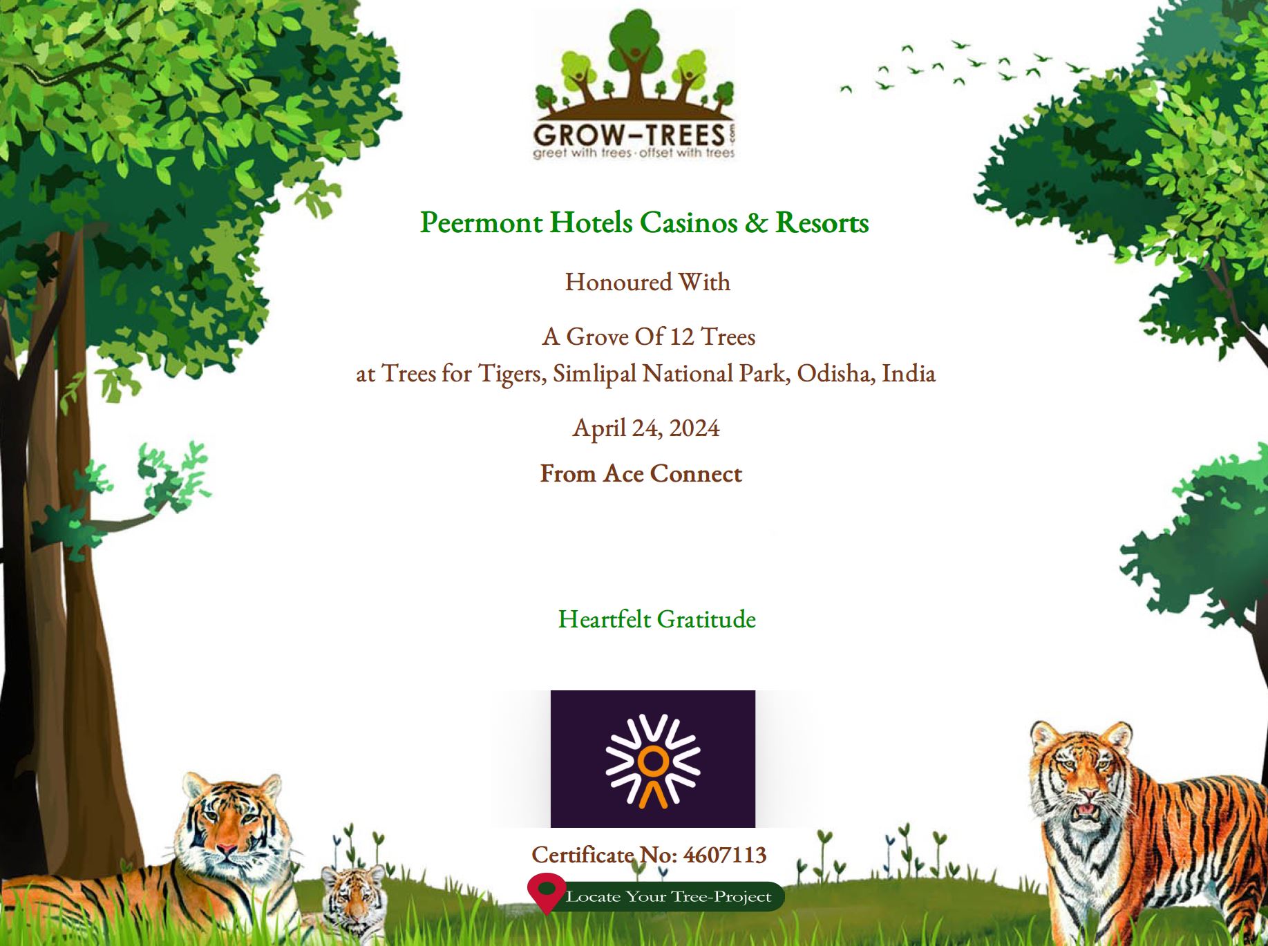 Peermont Honoured with 12 Trees for Tigers - Peermont